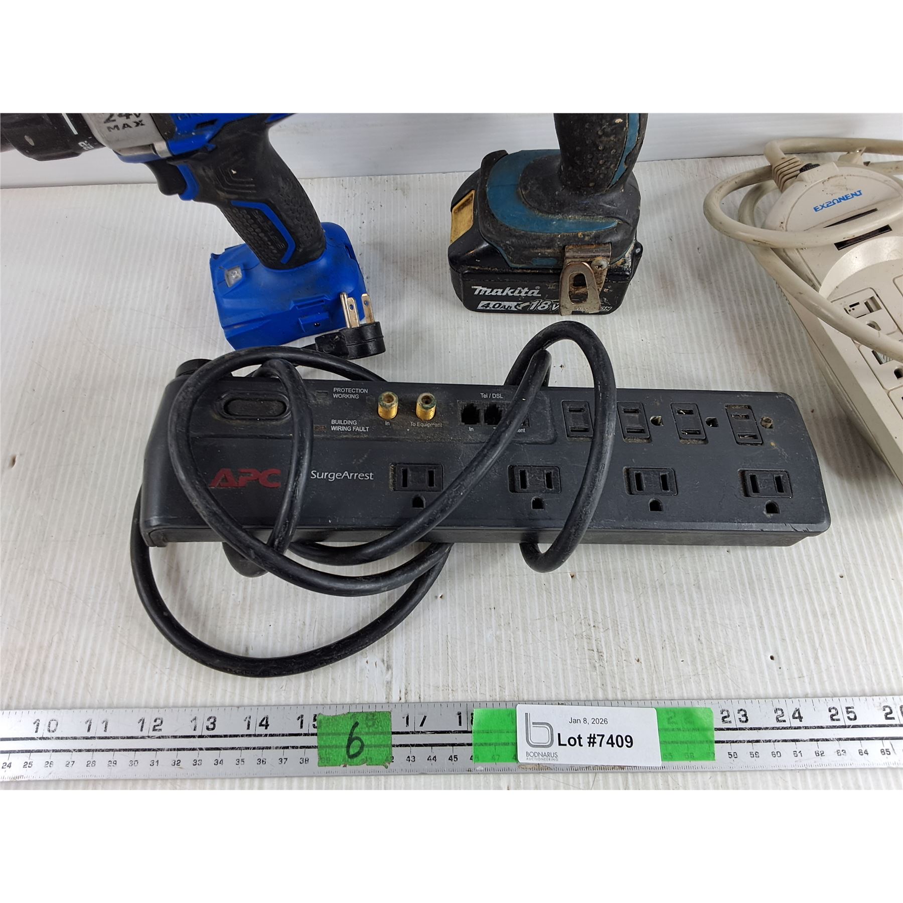 Makita 18V Cordless Impact Driver, (2) APC & Exponent Power Bars ...