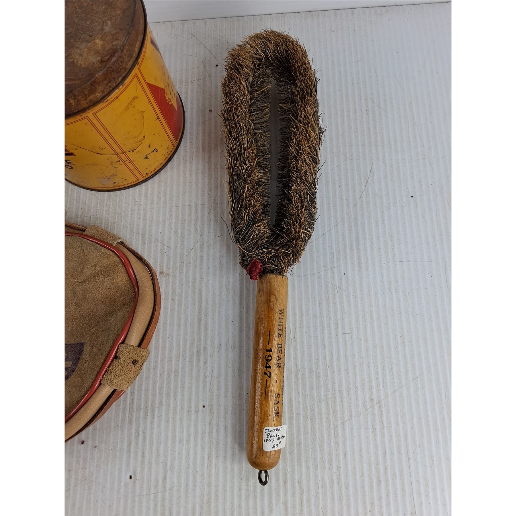 Leather Wine Flask, Vintage Vogue Tobacco Can, 1947 Clothes Brush ...