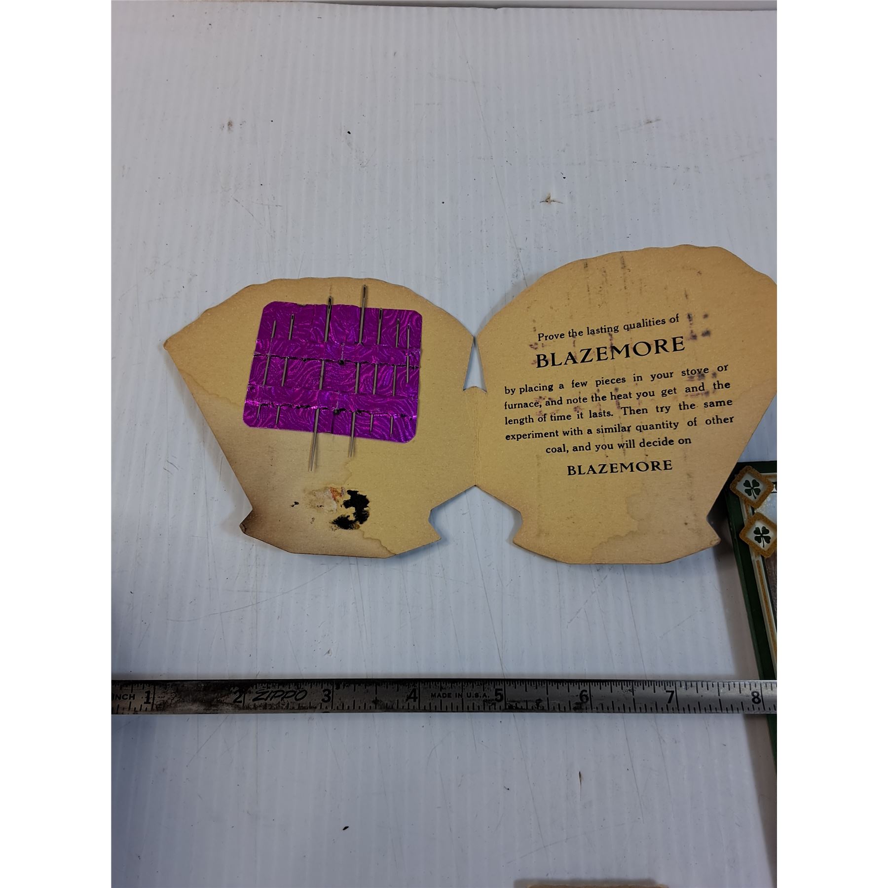 Lot: Vintage Zippo Measuring Tape, Temperature Gauge, Blazemore Coal ...