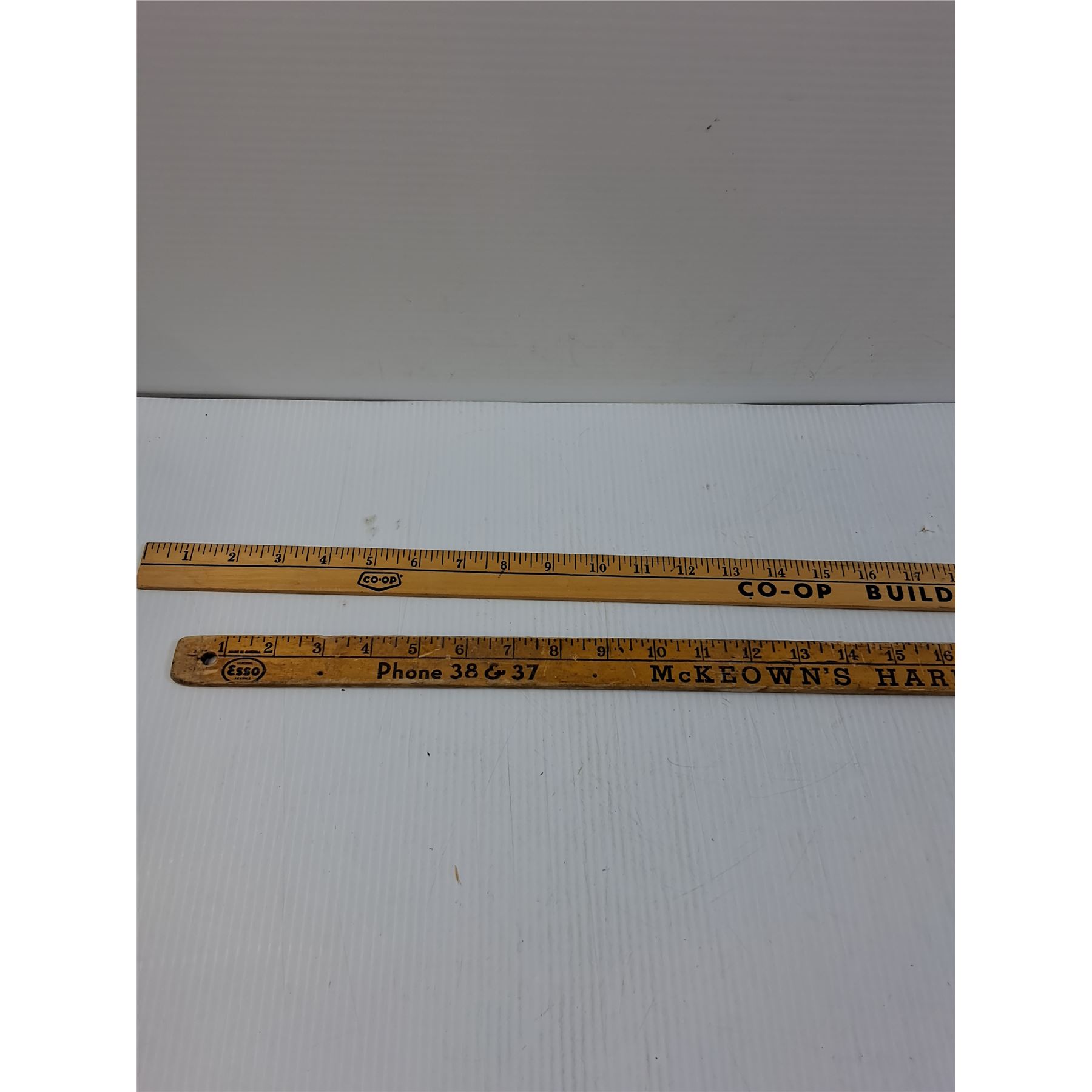 #(2) Vintage Wooden Meter Sticks: Co-op & McKeown's Hardware - Bodnarus ...