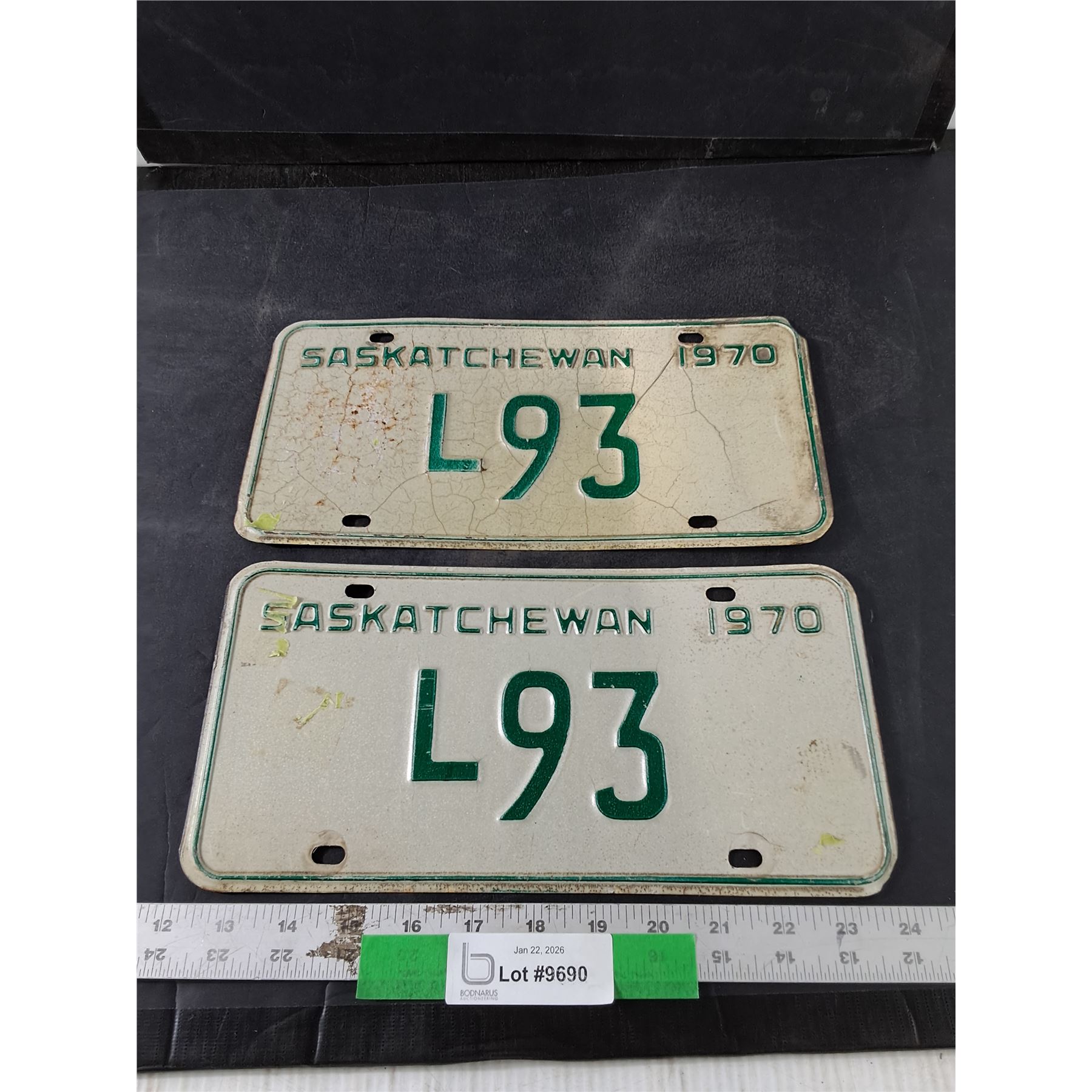 Pair of 1970 Saskatchewan 2 Digit Livery License Plates