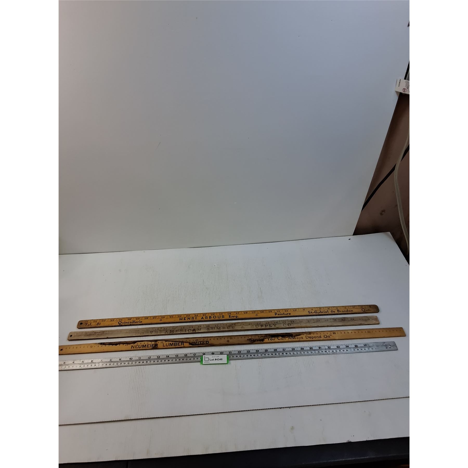 (3) Wooden Vintage Meter Sticks: Quebec, North American Lumber ...