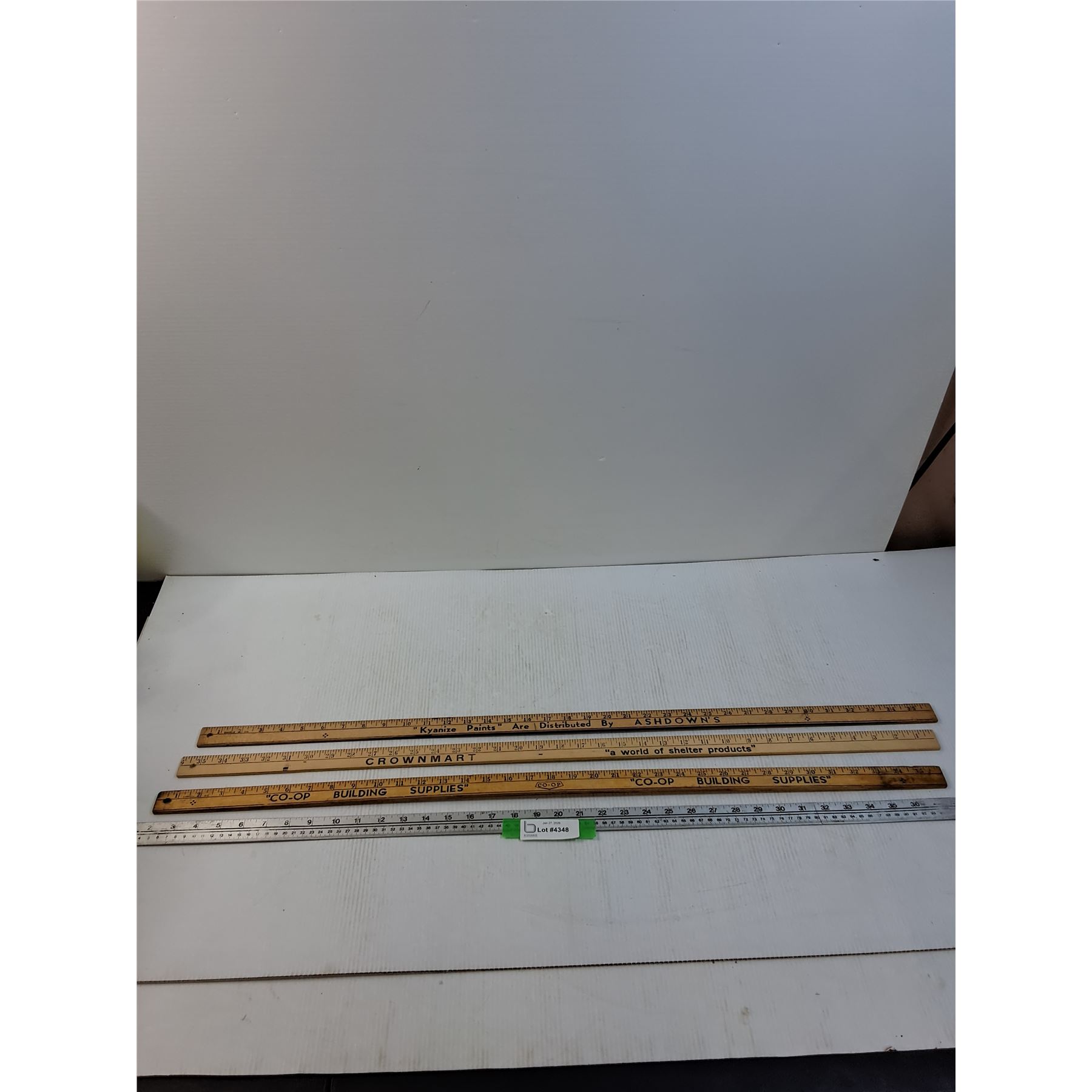 (3) Wooden Meter Sticks: Co-op, Crownmart, Kyanize Paint - PICK UP ...