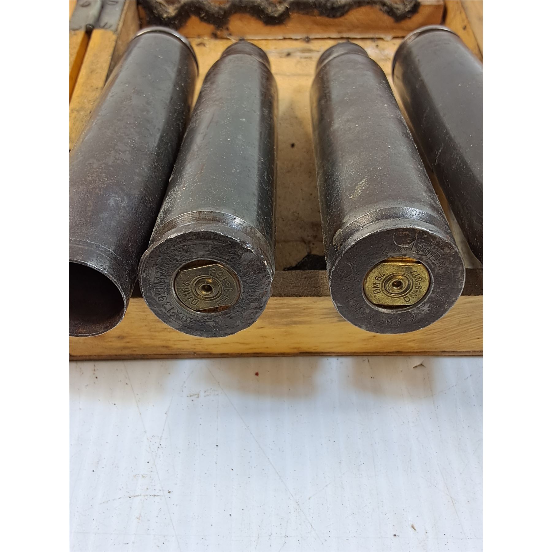 (4) Artillery Shells in Case - Empty - Bodnarus Auctioneering