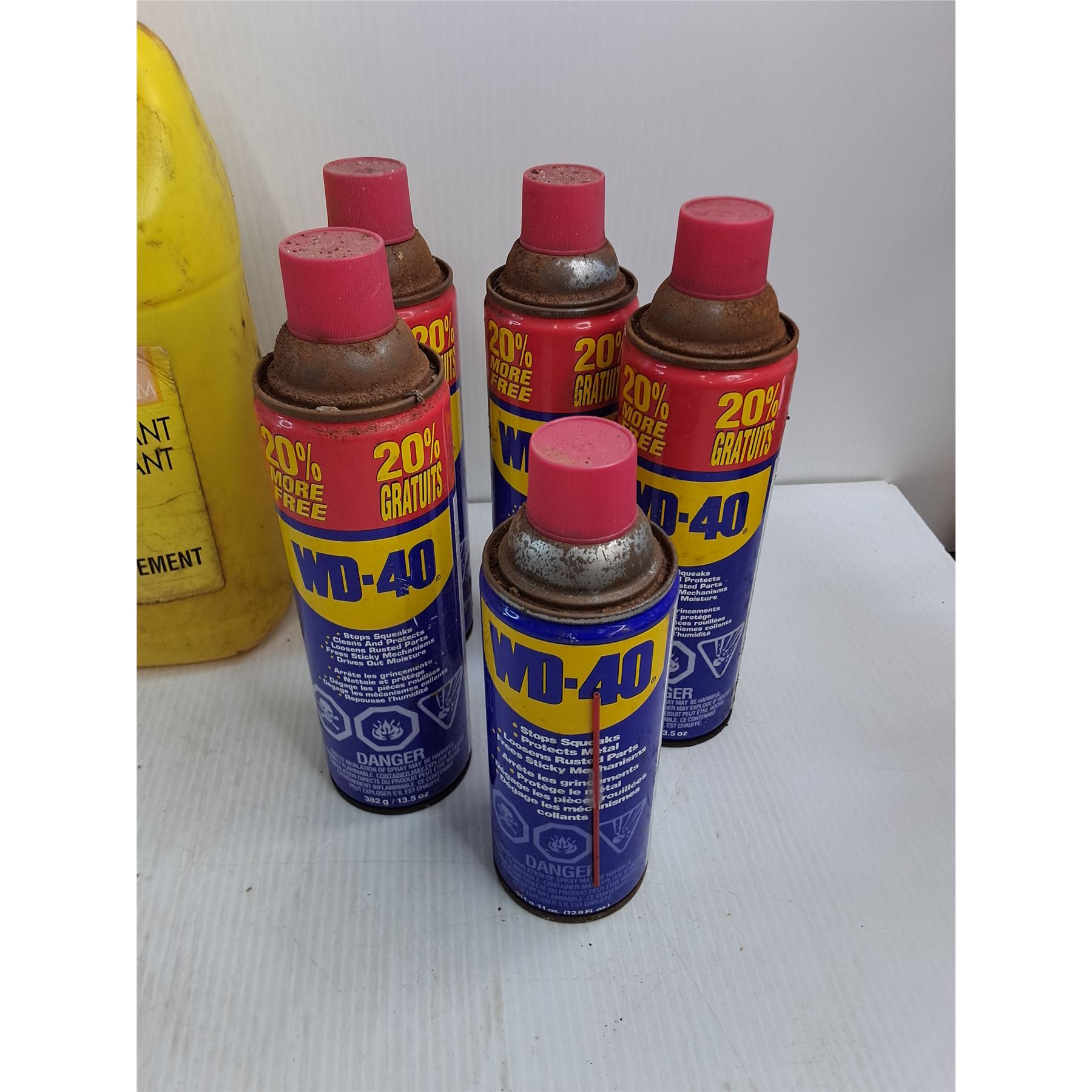 Partial Bottles of Chemical (WD40, Spray Paint, Glass Cleaner, Anti ...