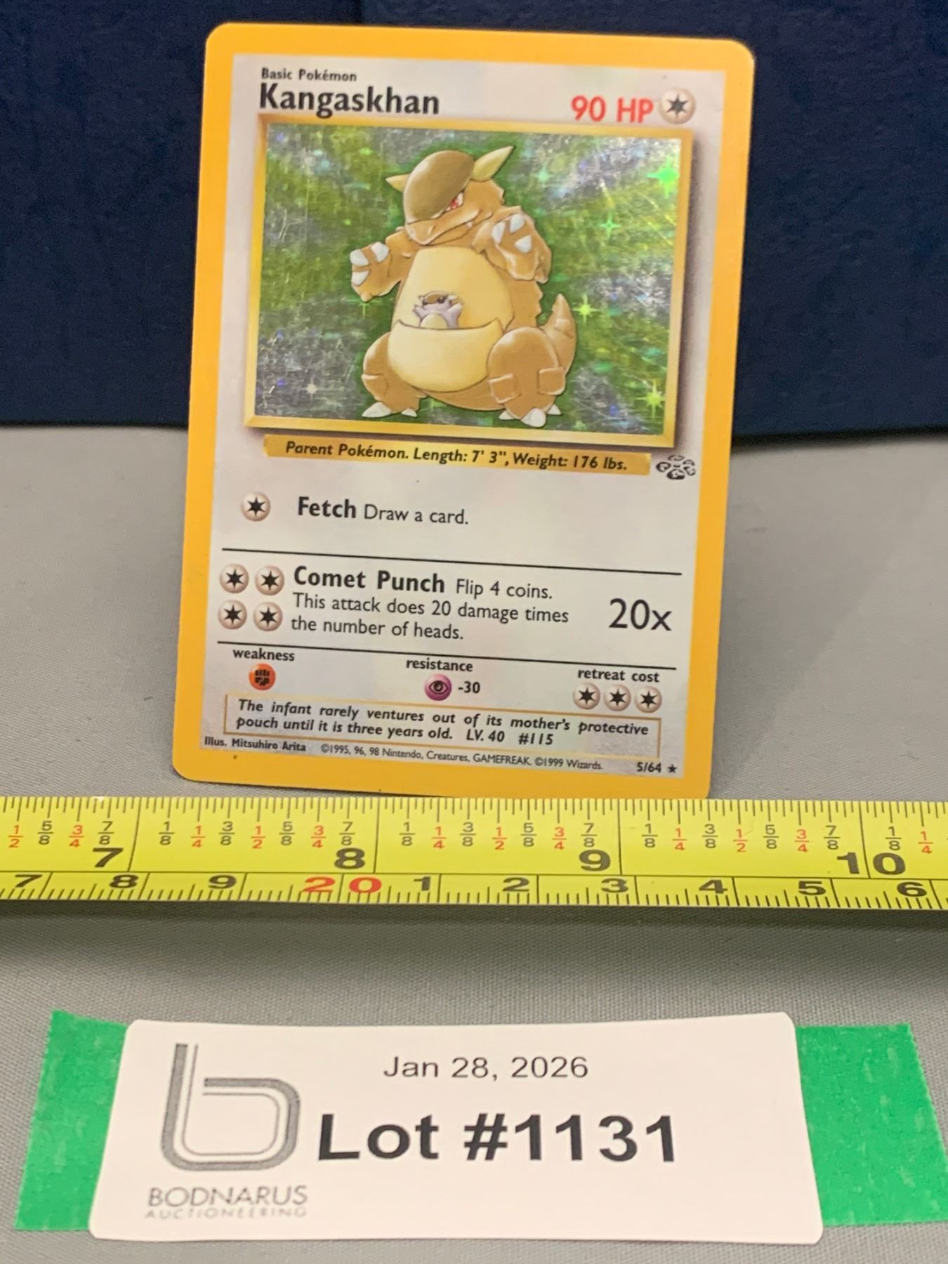 Pokemon Vintage 1999 Kangaskhan HOLO Base Set Unlimited Beauty rare ...