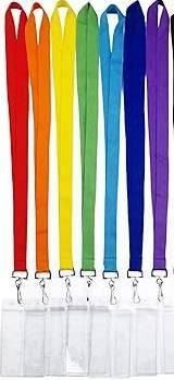 Multi-Color Lanyards with Plastic ID Badge Holders