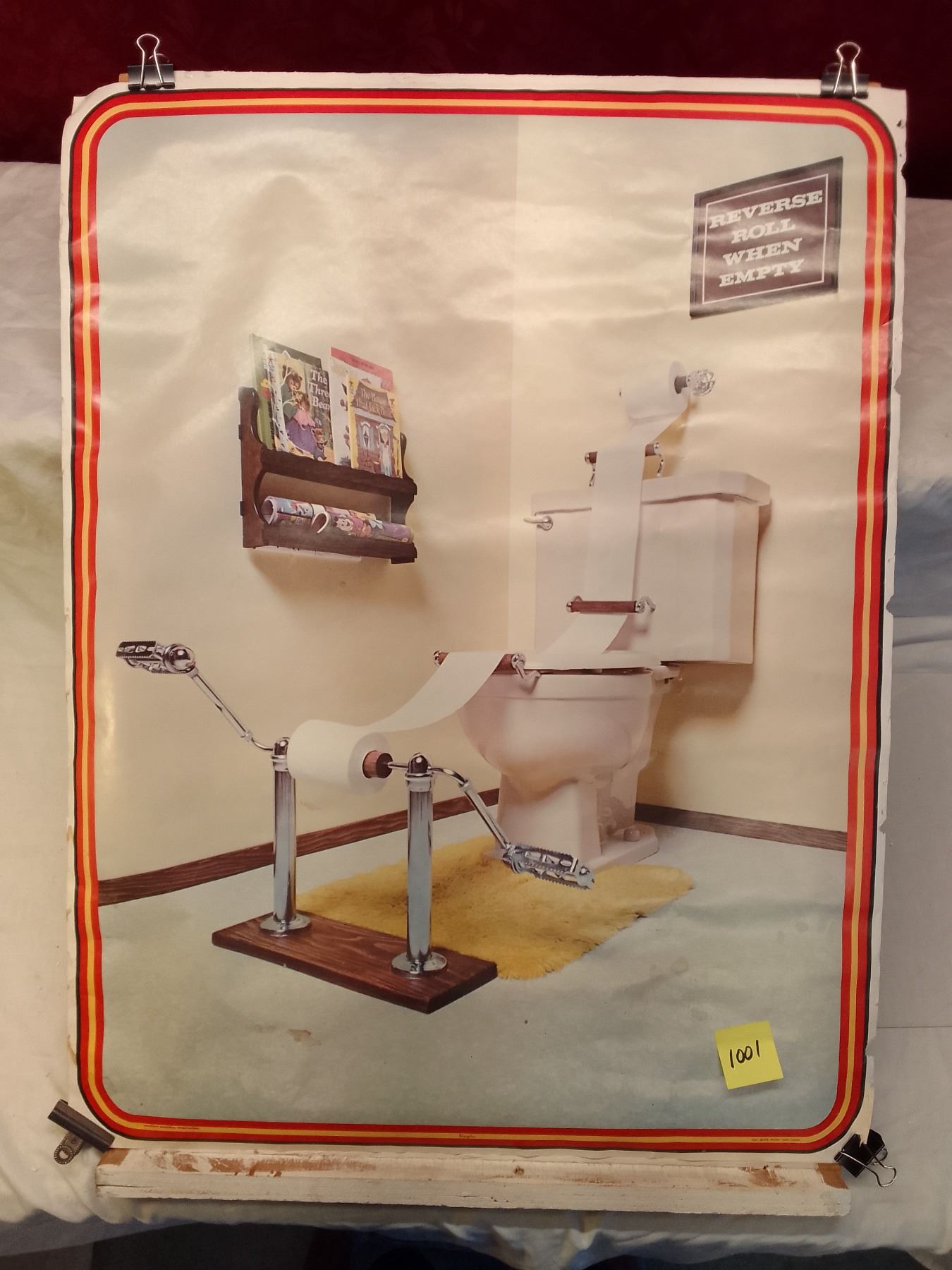 Lot # 1001: Vintage 70s Toilet Paper Gag Poster - "Replace Roll When ...