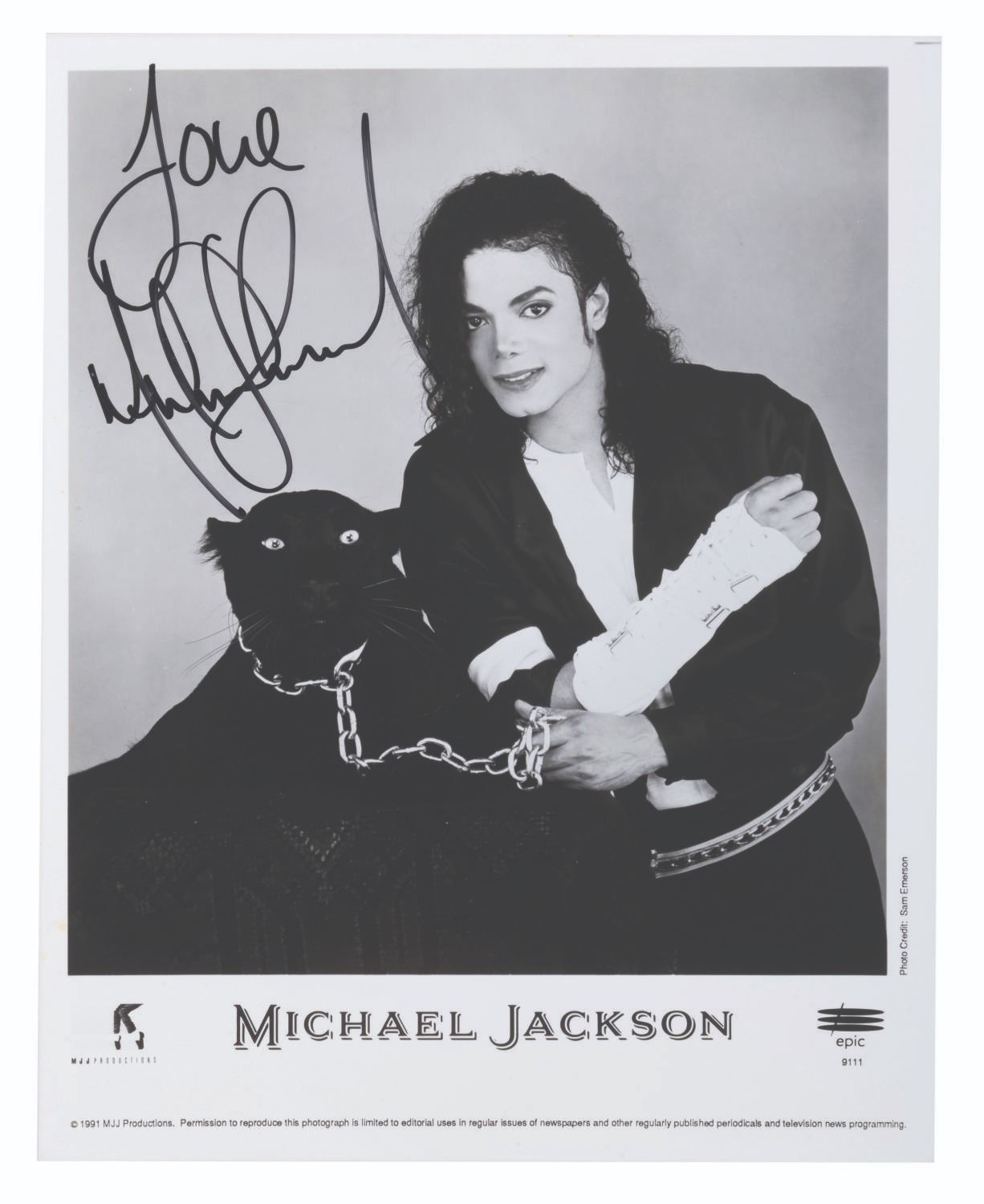 A Michael Jackson Secretarial Signed Publicity Photo.