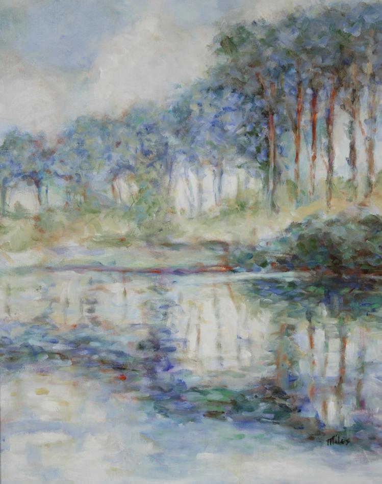 Matthew Miles (b. 1927, American) Landscape with River, Oil on Canvas,