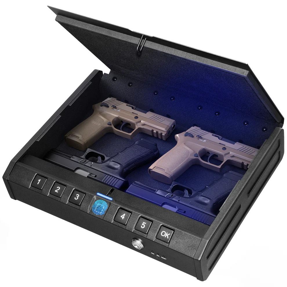 LITIRIS Large Biometric Gun Safe – Fingerprint Pistol Lock Box