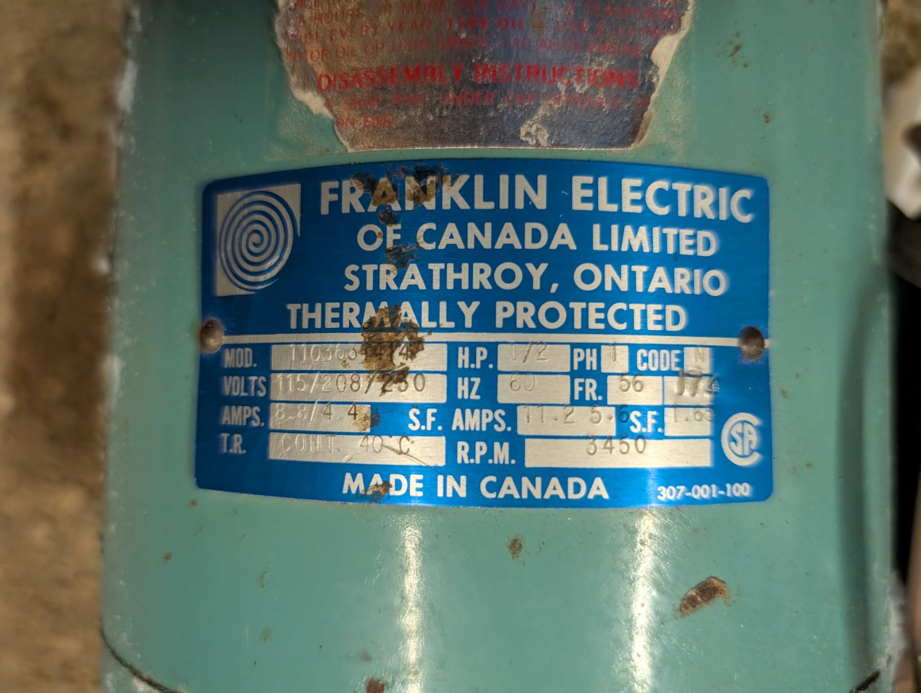 Model V15P Ser. GF8817 Canadian Water System Association A.O.Smith Aqua ...