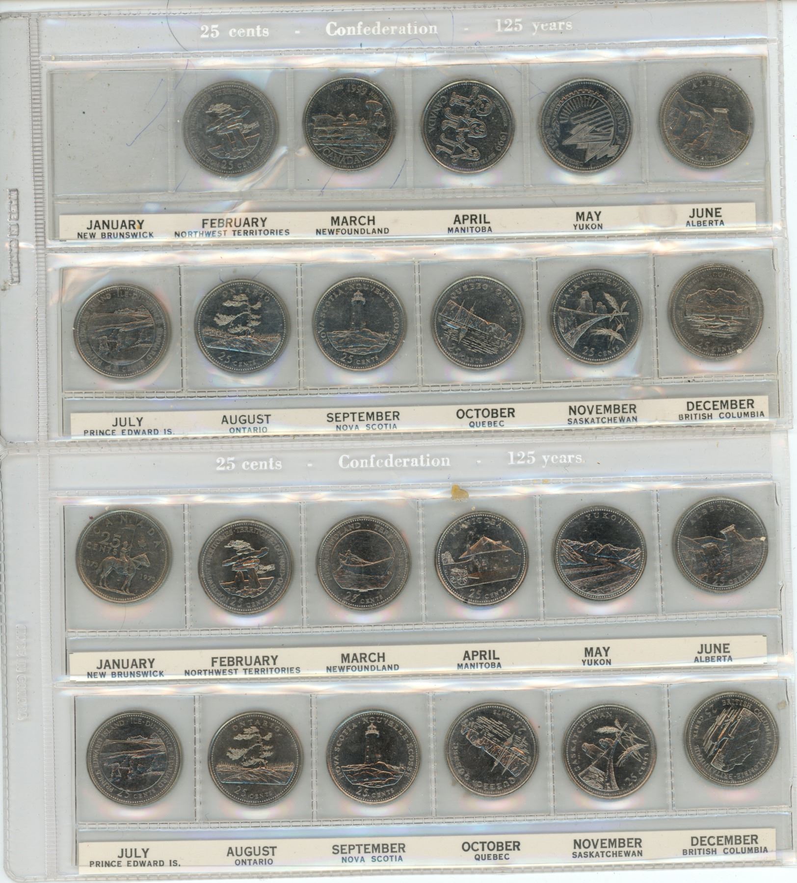 (2) Canada 125 25 Cent Commemorative Coins Provinces (1) Coin Missing ...