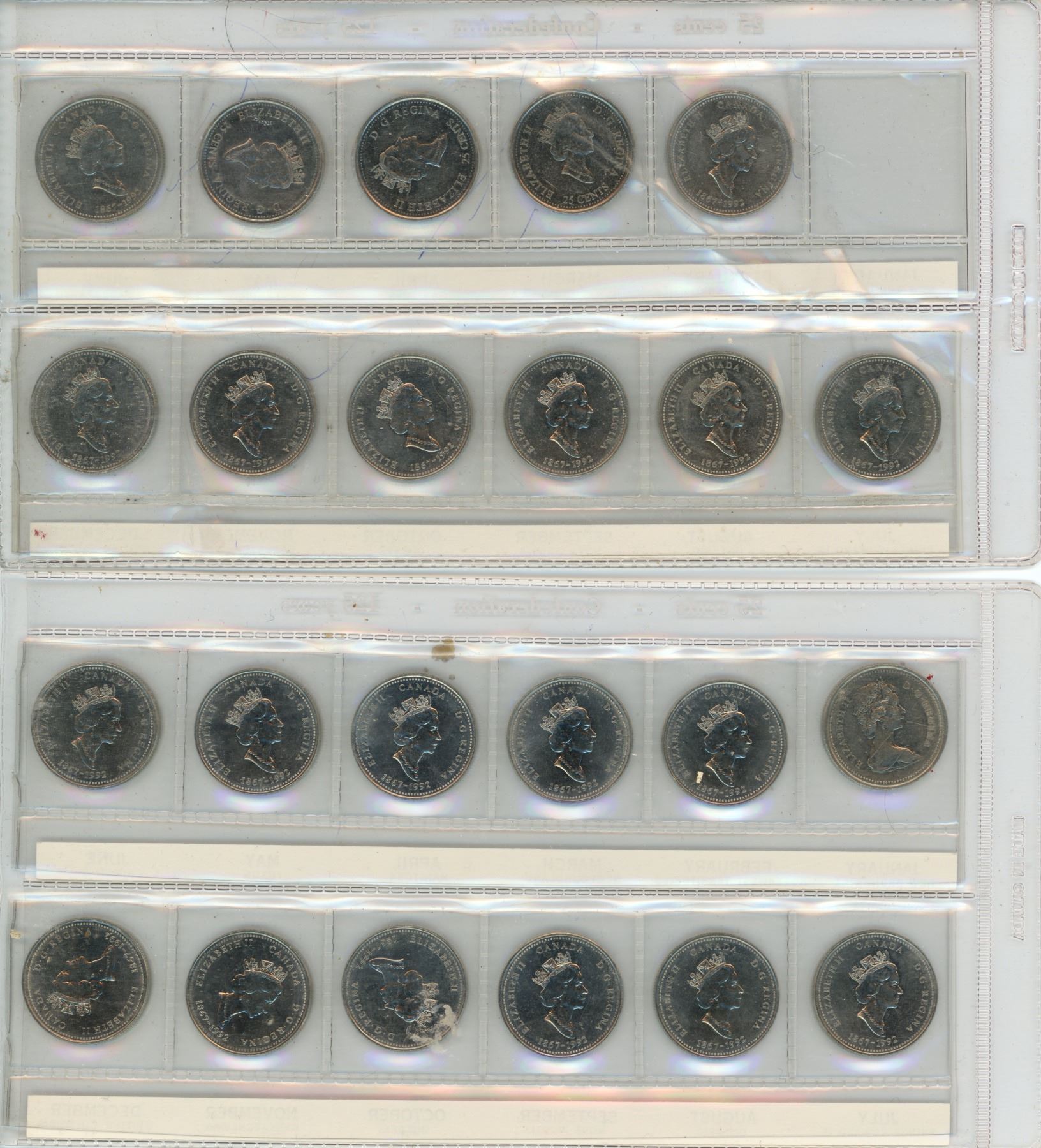 (2) Canada 125 25 Cent Commemorative Coins Provinces (1) Coin Missing ...