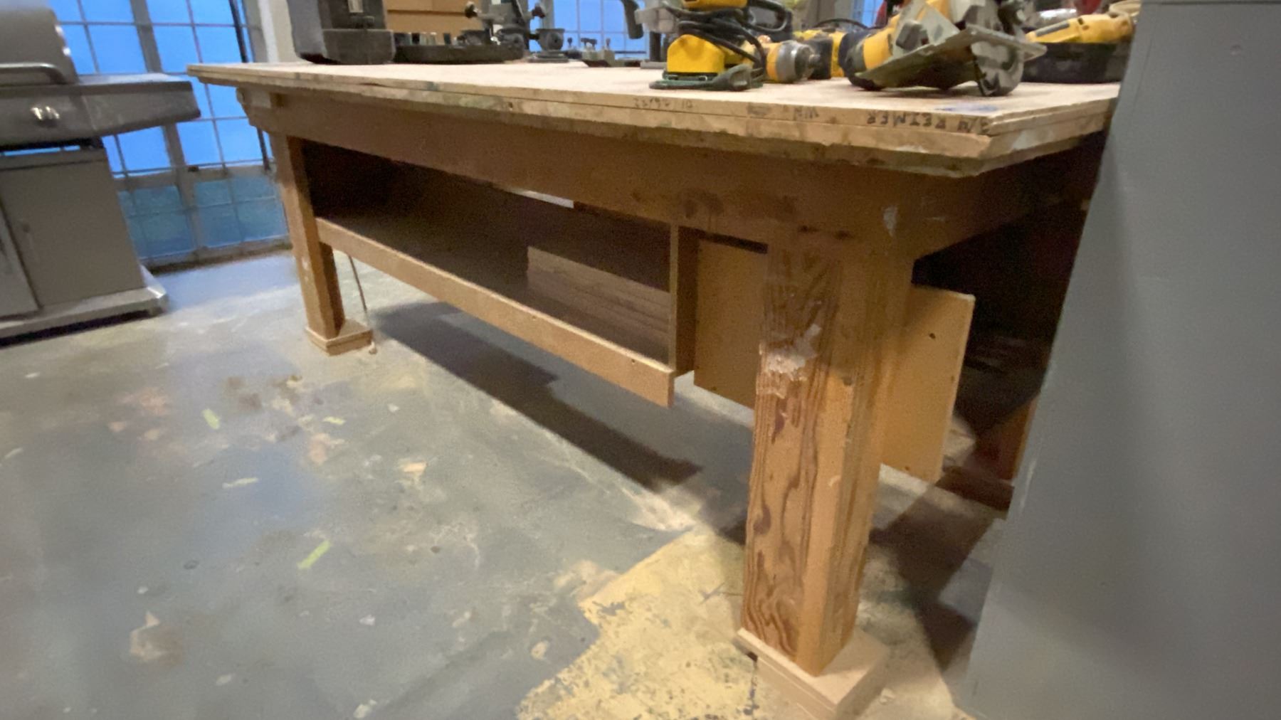 WOODEN WORK TABLE - APPROX.8FT X 4FT X 3FT HIGH - Able Auctions