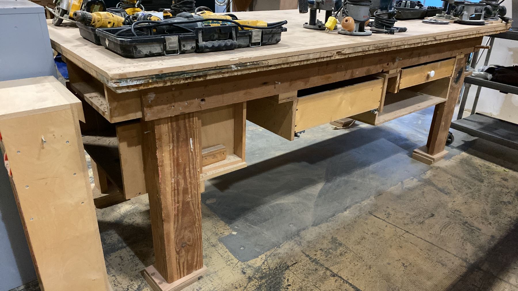 WOODEN WORK TABLE - APPROX.8FT X 4FT X 3FT HIGH - Able Auctions