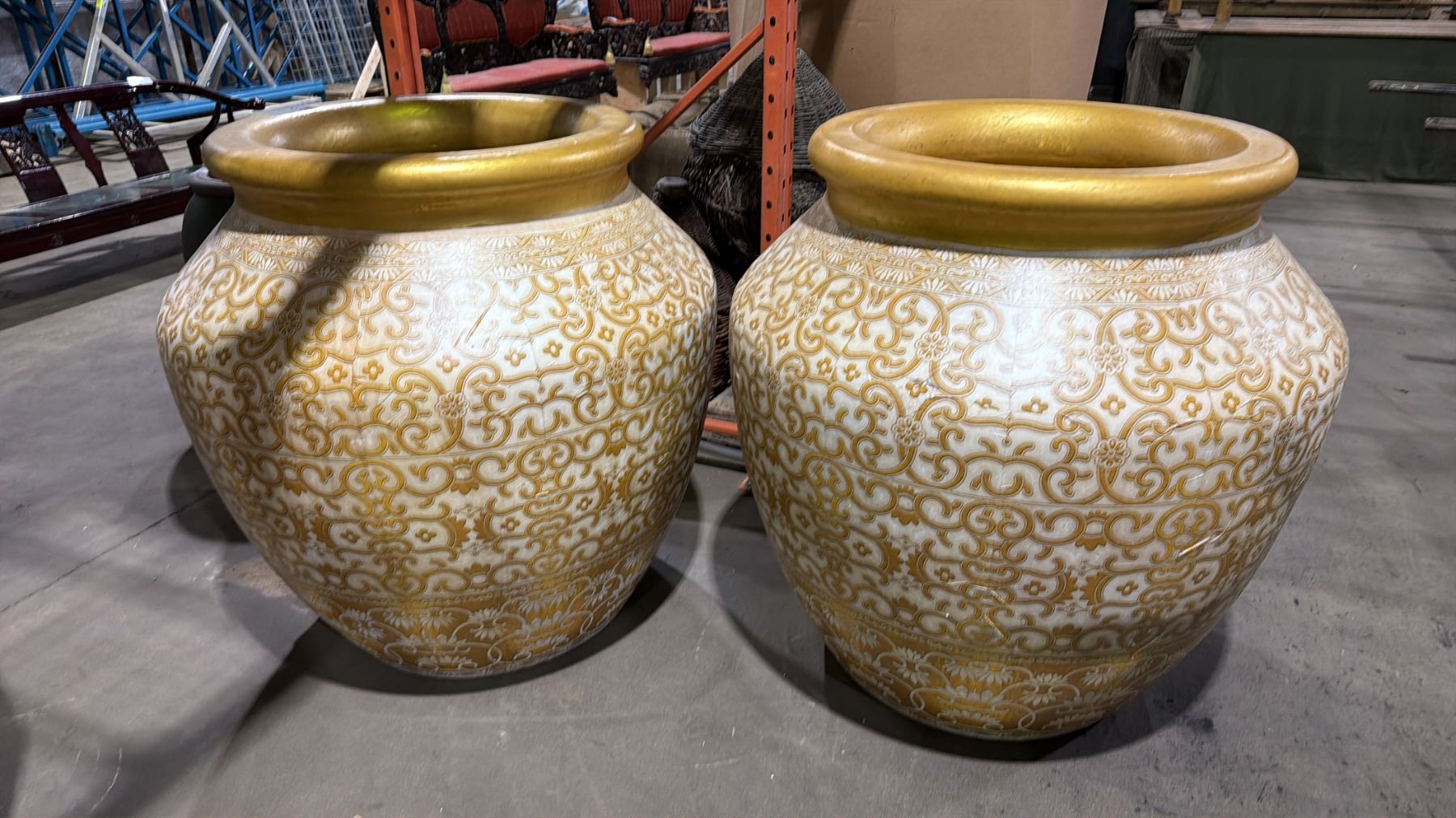 PAIR OF LARGE DRY FLOWER VASES (STYROFOAM PROPS) APPROX. 3 1/2FT HIGH X ...