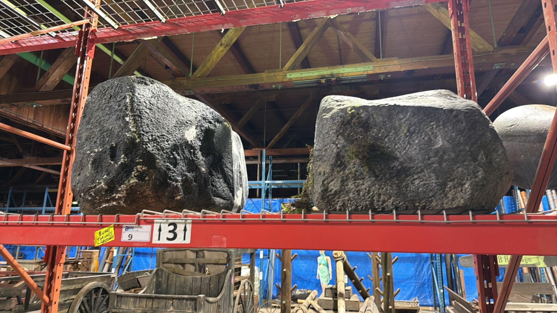 PAIR OF ARTIFICIAL LARGE ROCKS (STYROFOAM PROPS) EACH STONE APPROX. 3FT ...