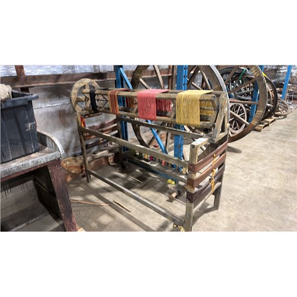 RUSTIC WOODEN WEAVERS WHEEL ON STAND SHOW PROP - Able Auctions