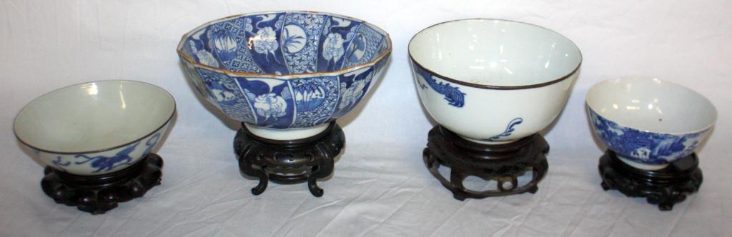 4 Vintage Asian Bowls and Stands