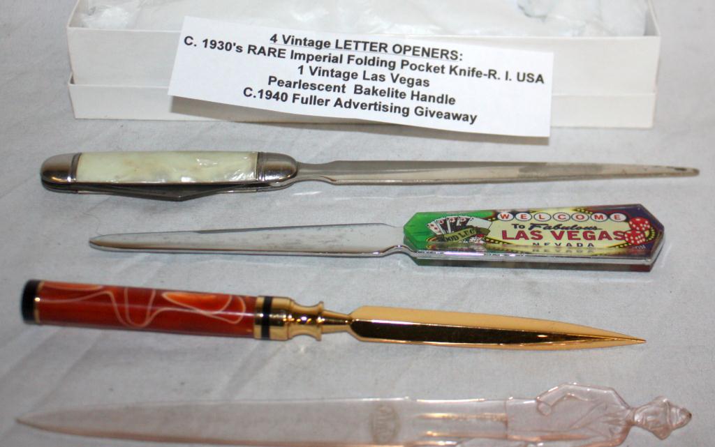4 Vintage Collectible Letter Openers