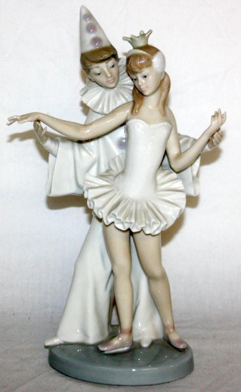 Lladro Statue of Clown and Ballerina