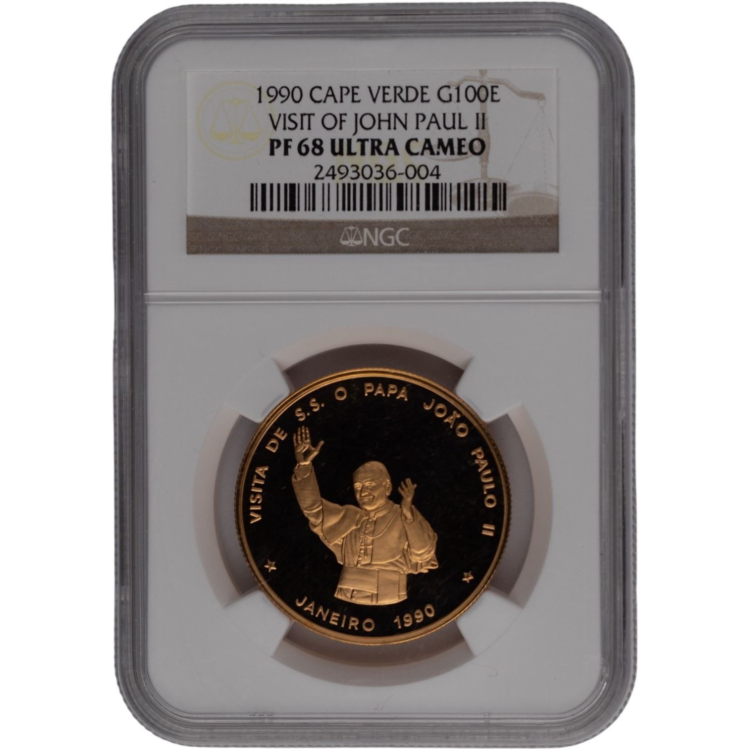 Cape Verde 1990 Gold 100 Escudos John Paul II