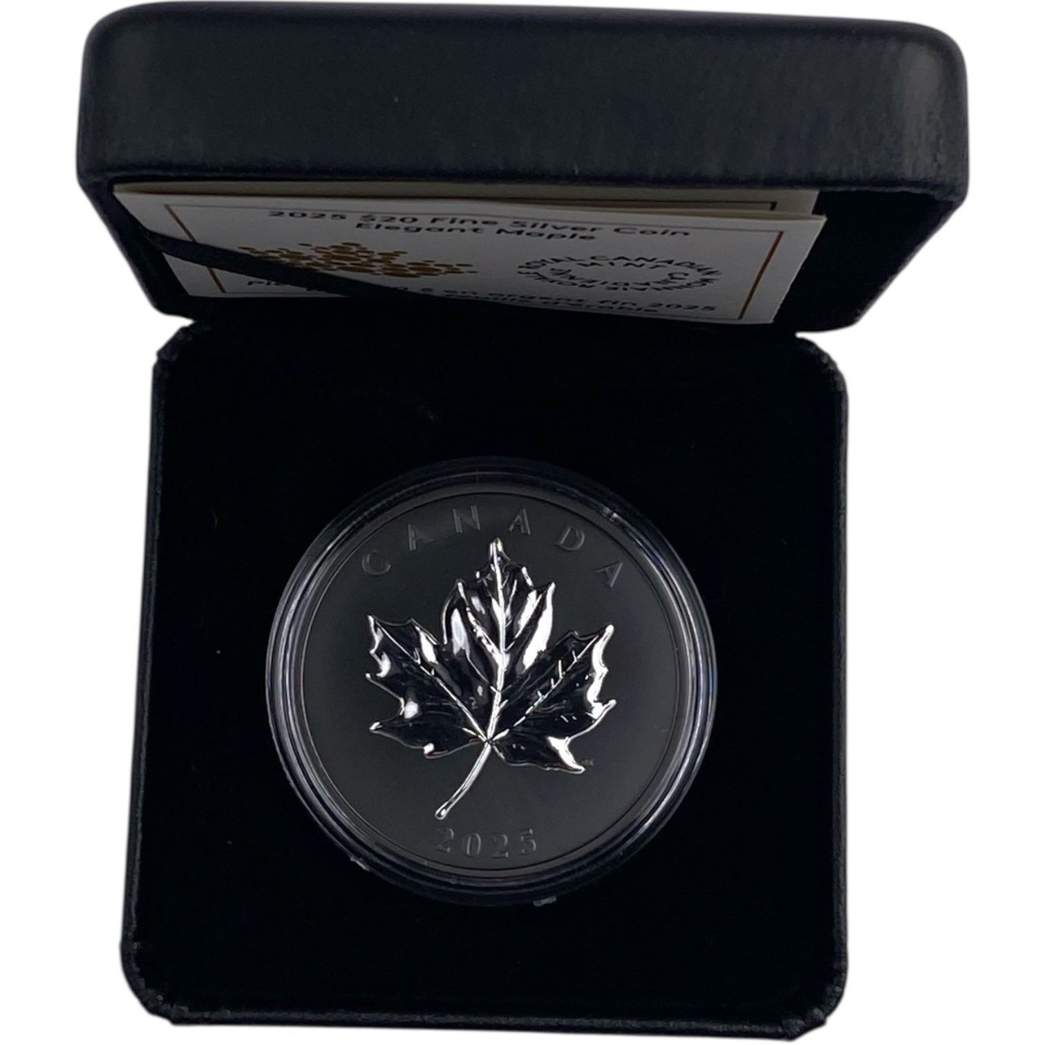 Canada 2025 $20 Black Rhodium Elegant Maple 1oz Pure Silver Coin