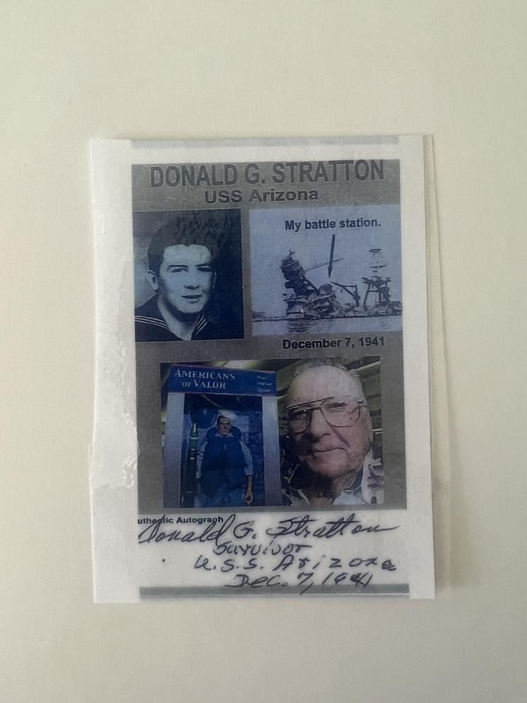 USS Arizona survivor Donald Stratton signed photo
