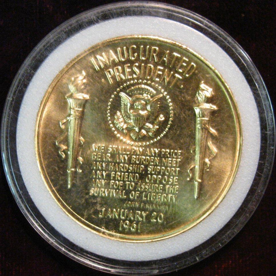 1558. 1961 John F. Kennedy Inaugural Medal. Encased. BU. 33mm.