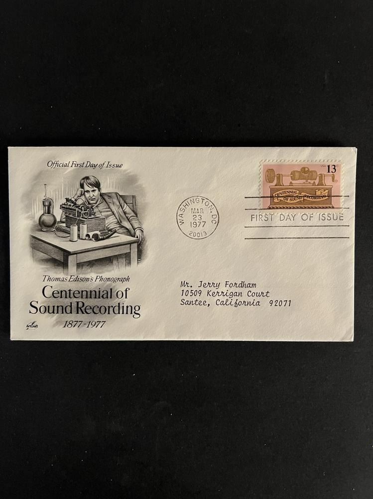 Thomas Edison Centennial of Sound Recording First Day Cover