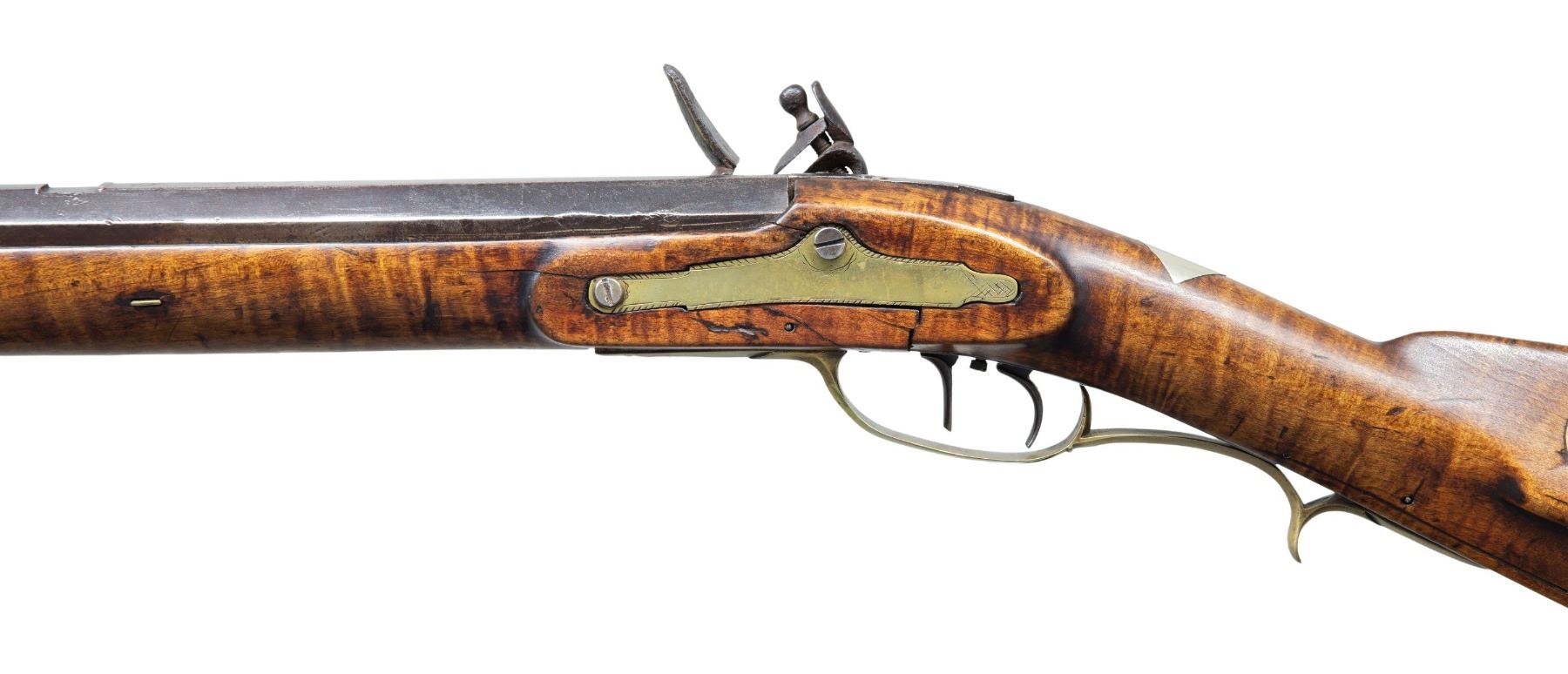WILLIAM HAWKEN HEAVY FULL STOCK FLINTLOCK RIFLE.