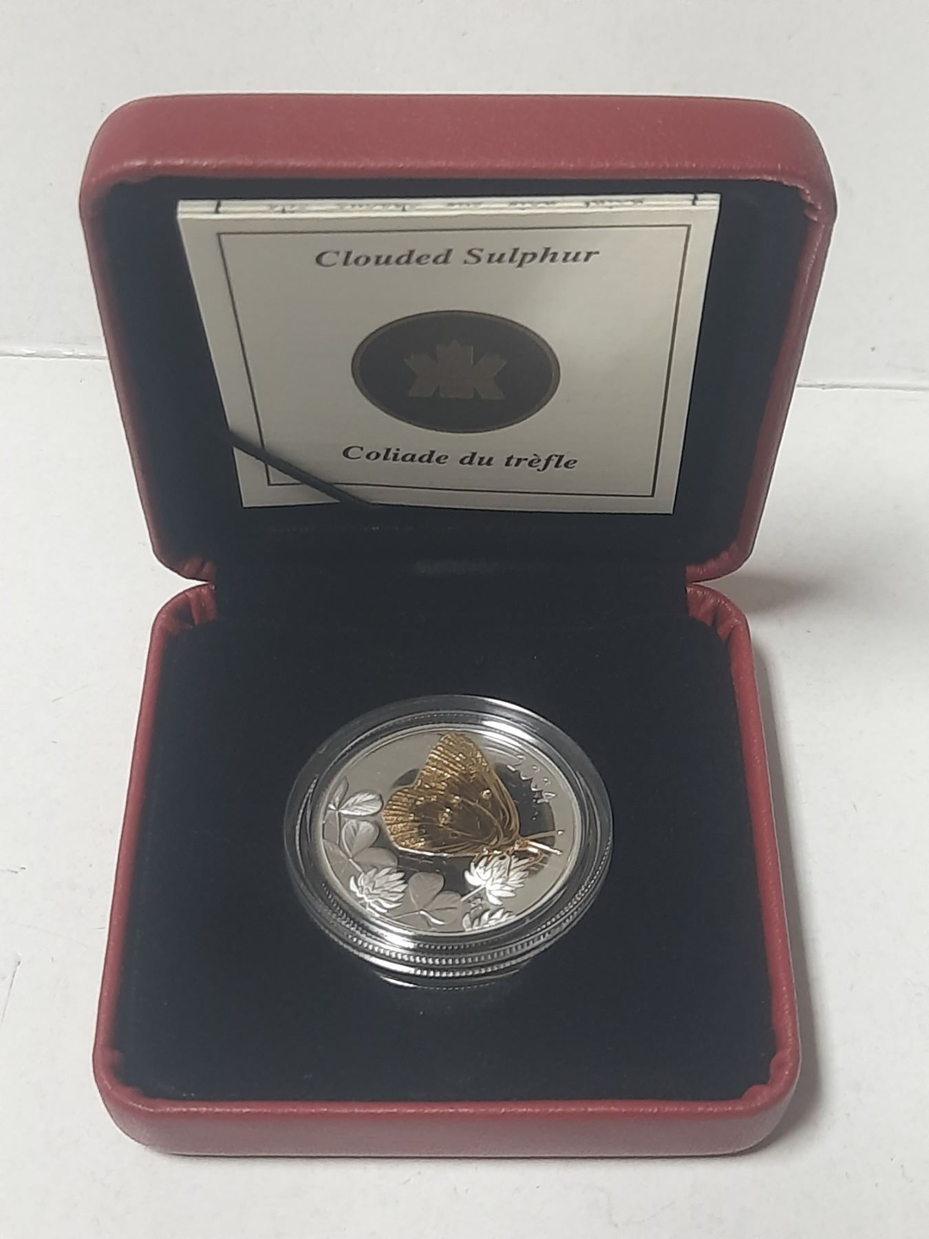 2004 Canadian Sterling Silver Fifty Cent Clouded Sulpher Butterfly ...