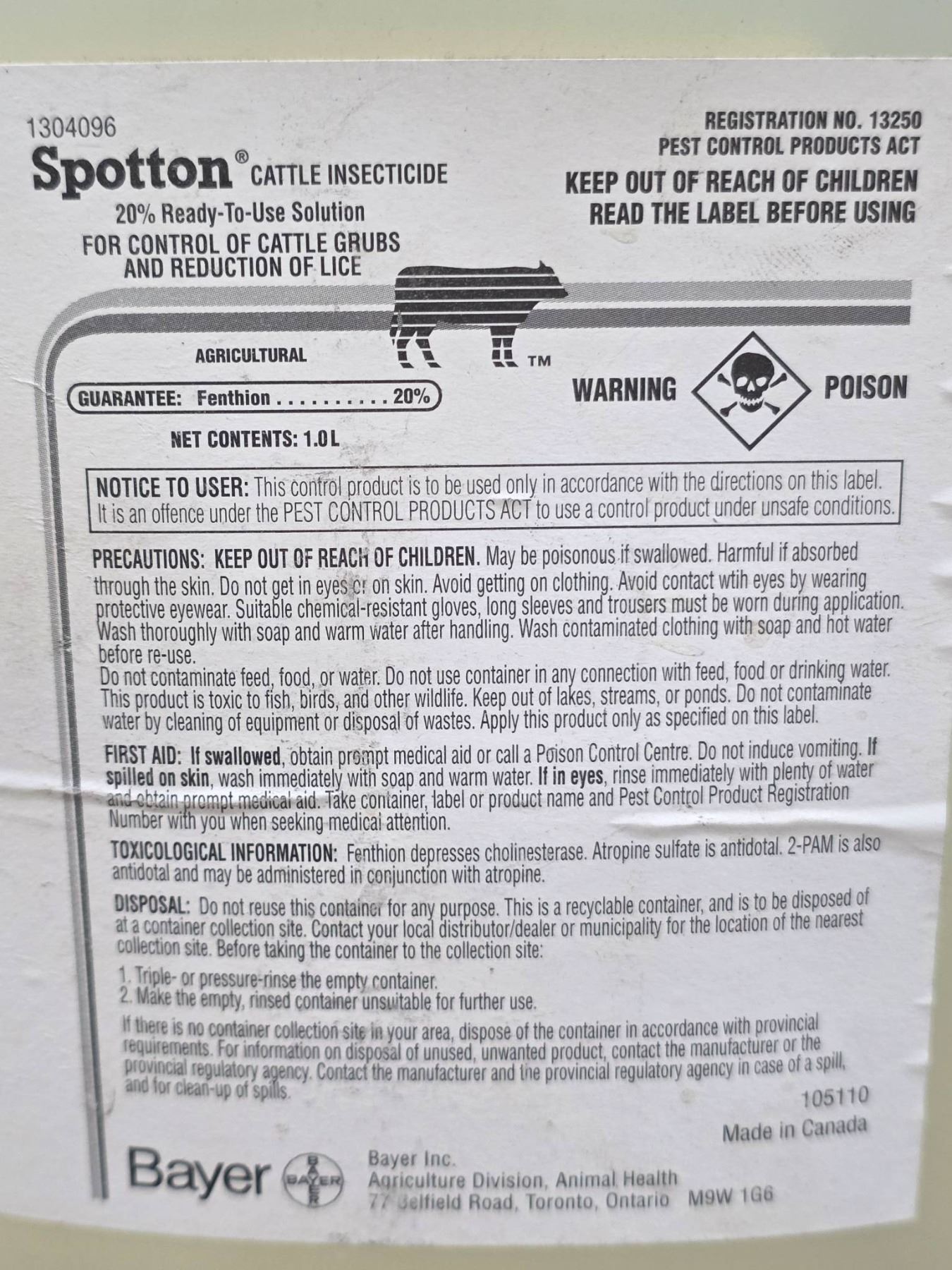 Spoton 20 Percent Cattle Insecticide – 1 Liter