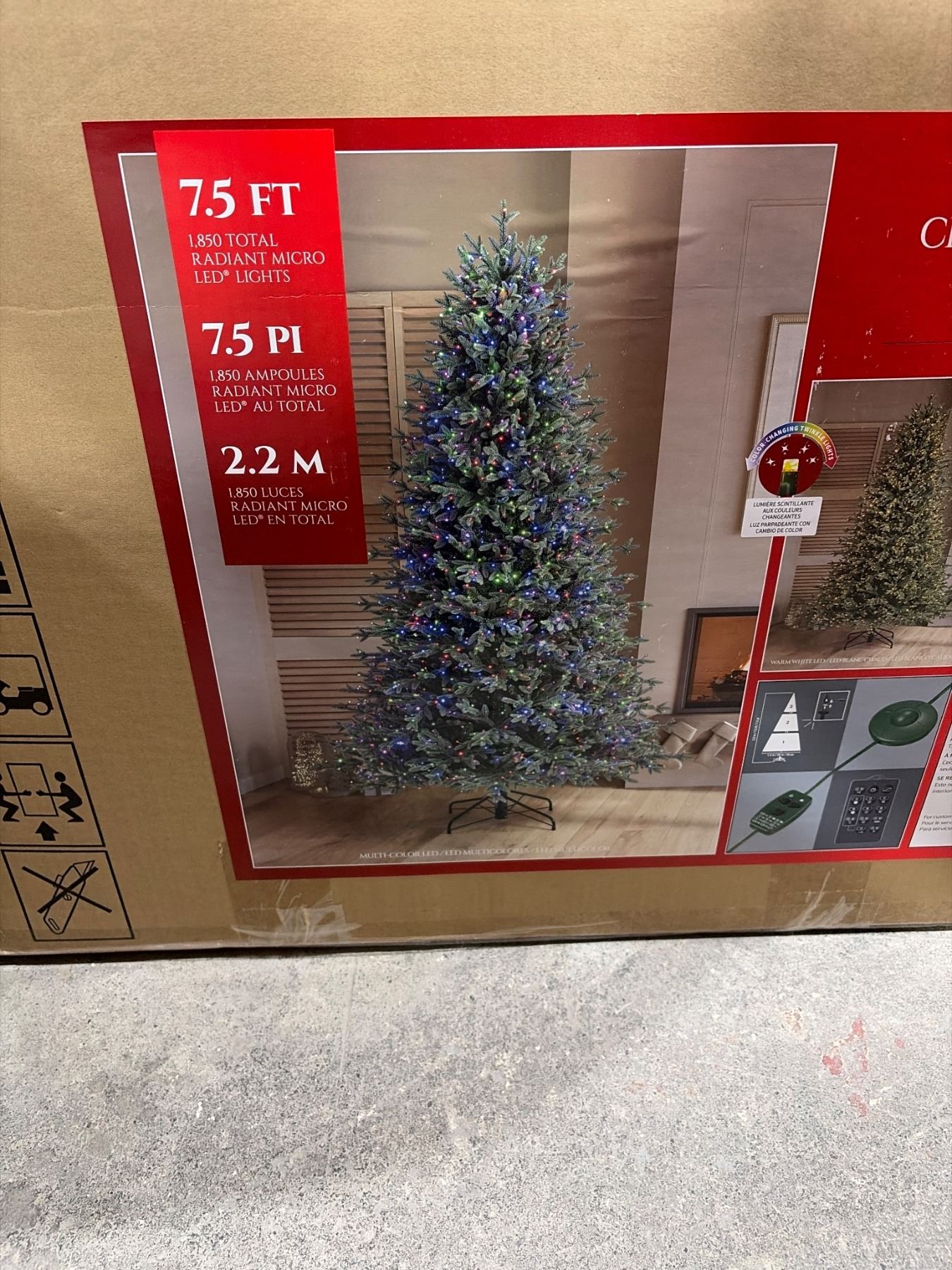 7.5 ft Pre-Lit Aspen EZ Connect Artificial Christmas Tree, 1,850 Color ...