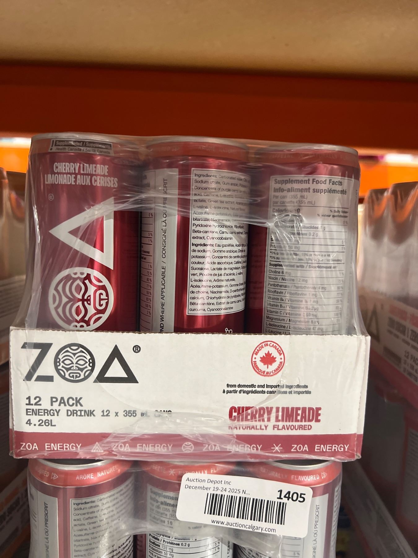 12-Pack ZOA Energy Drink, Cherry Limeade, 355 mL Cans