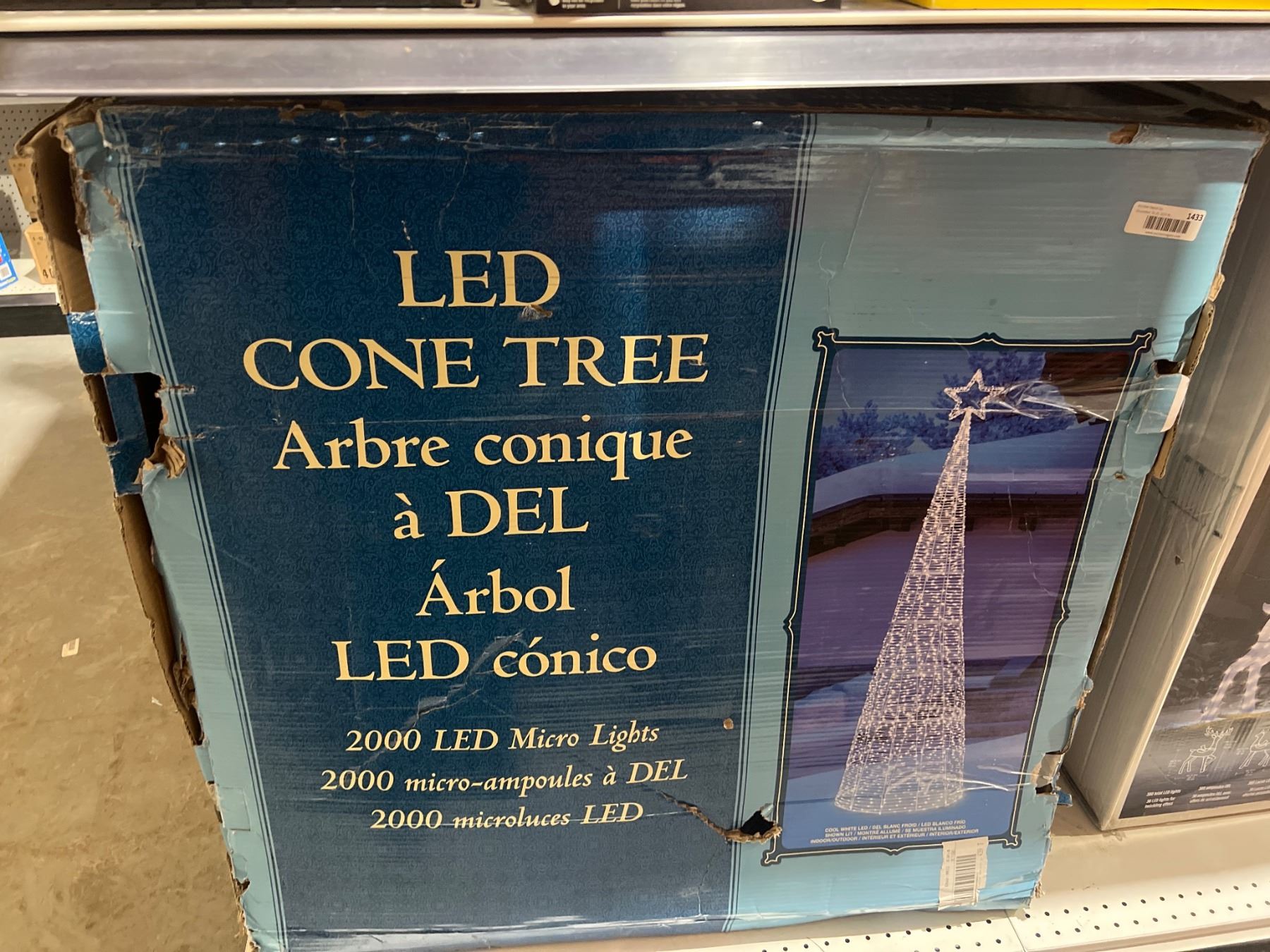 10′ LED Cone Tree With 2000 LED Micro Lights, Multi-Language Display