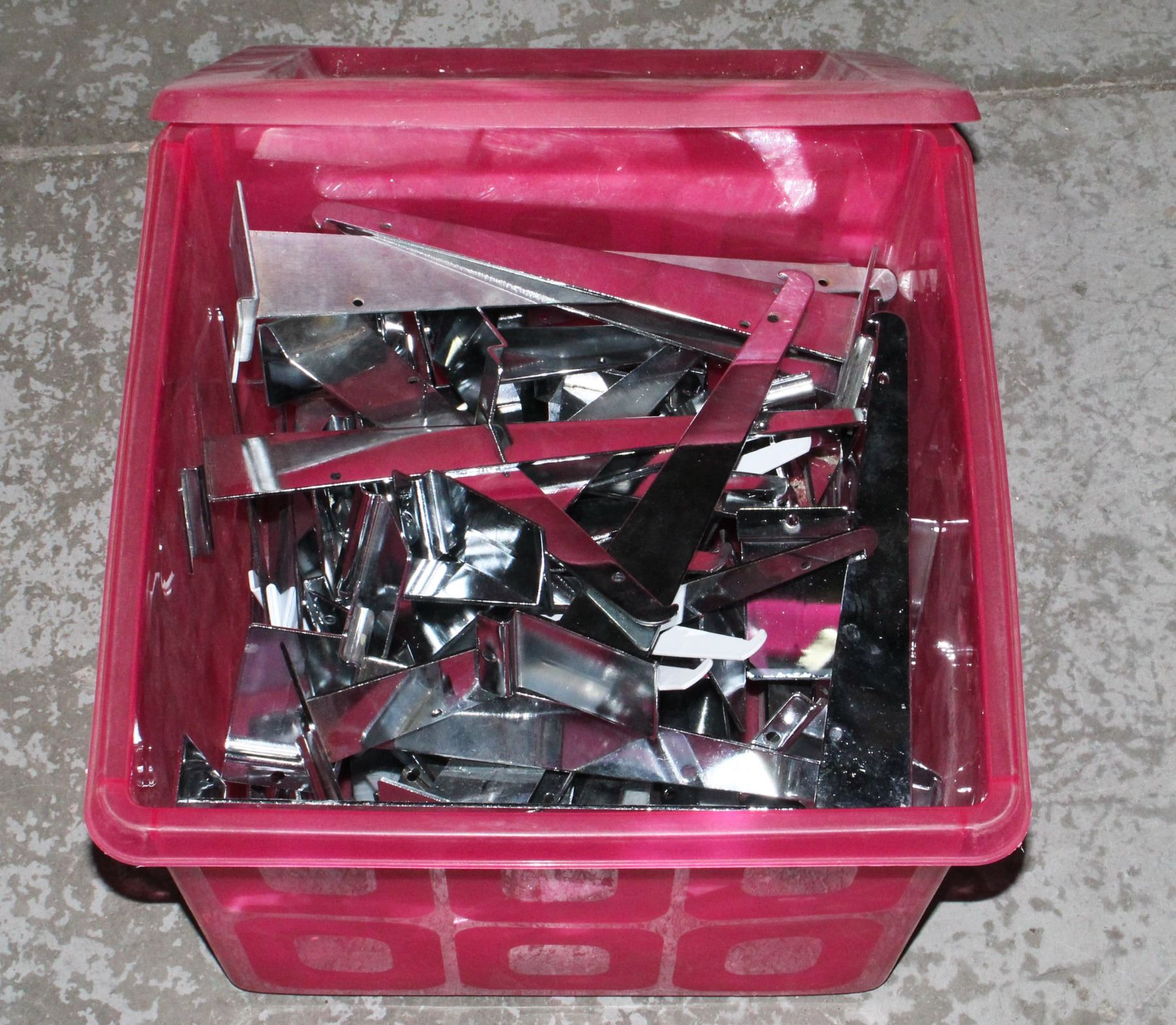 TOTE OF STORE SHELF HANGERS