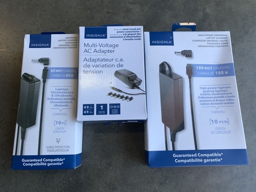 INSIGNIA HIGH POWER 180 WATT UNIVERSAL LAPTOP CHARGER, 65 WATT LAPTOP ...