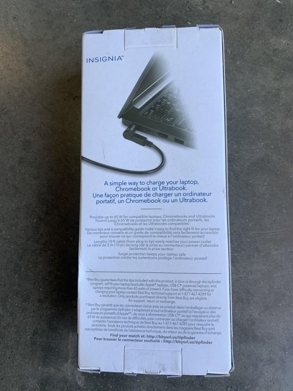 INSIGNIA HIGH POWER 180 WATT UNIVERSAL LAPTOP CHARGER, 65 WATT LAPTOP ...