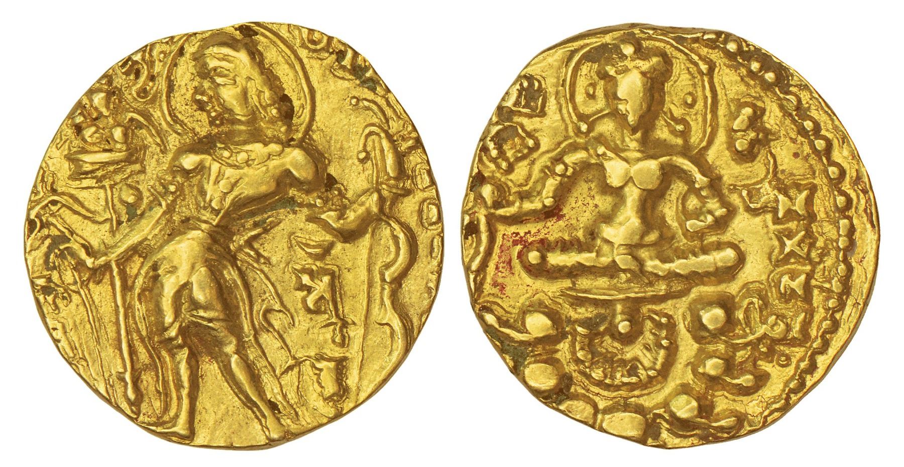 Ancient India: Gupta Empire - gold heavy dinar of Skanda Gupta (c.455 ...