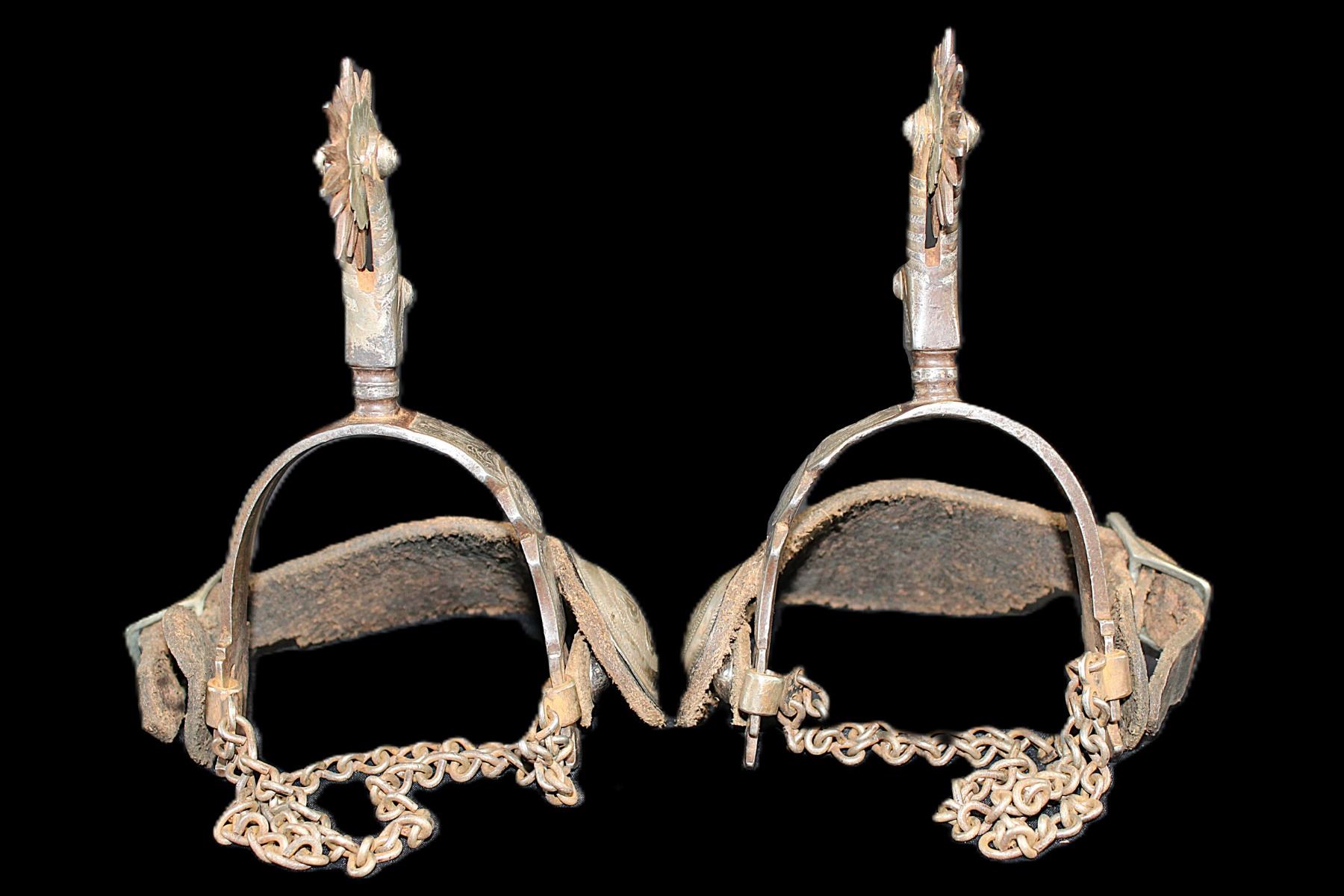 Marked Squashed M's (Mike Morales) Silver Inlaid Spurs- .8" Heart Bands ...