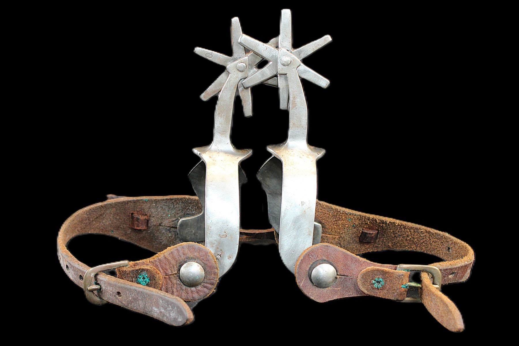 Marked Post Silver Overlaid Spurs- 1.6" Bands- 2.5" Arrow Shanks- 2.5 ...