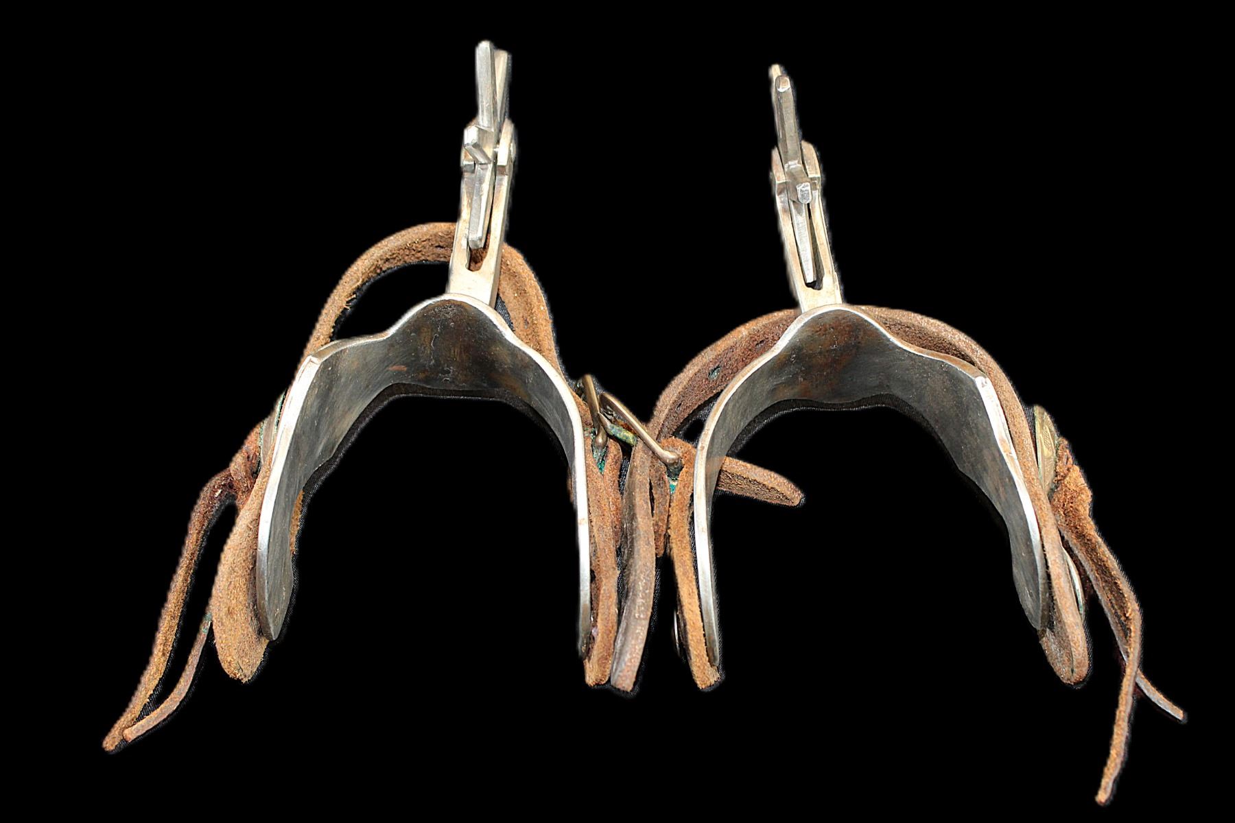 Marked Post Silver Overlaid Spurs- 1.6" Bands- 2.5" Arrow Shanks- 2.5 ...