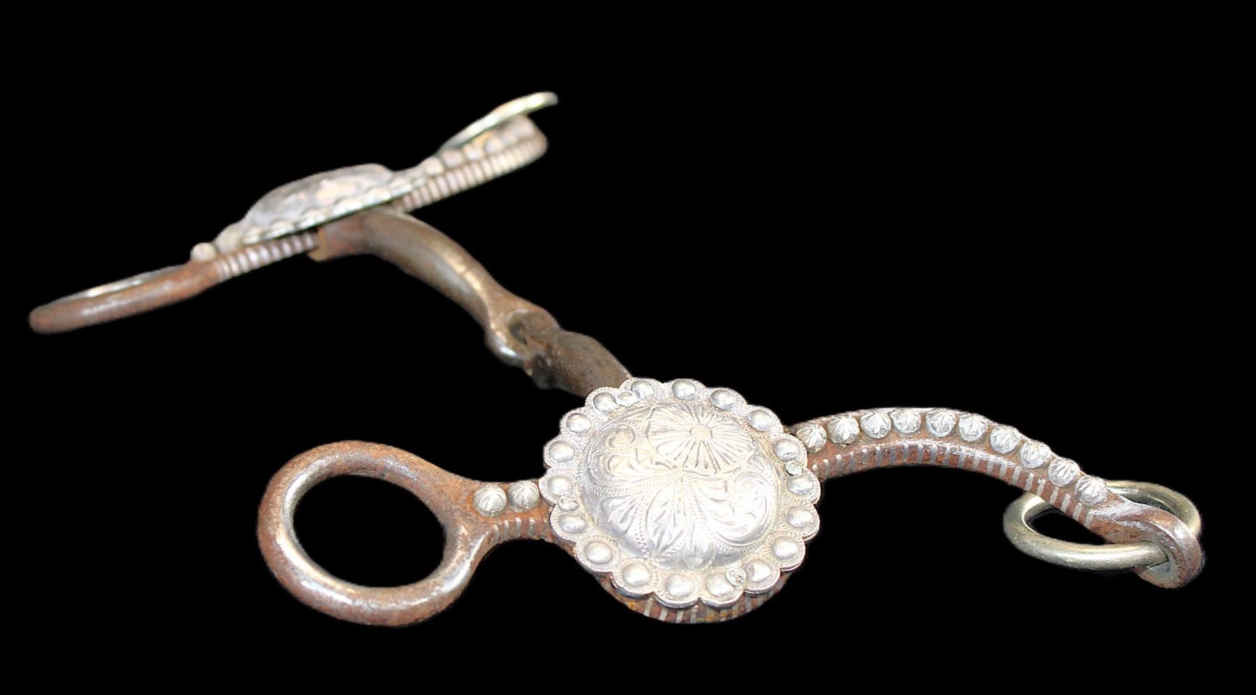 Marked E Garcia Silver Shanked Snaffle Bit- Copper Inlaid Mouth- 2 ...