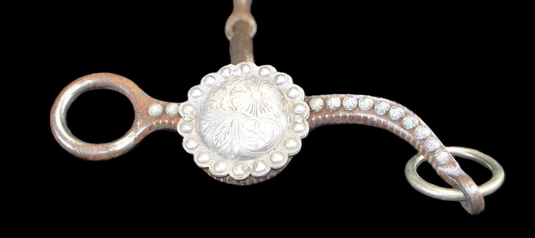 Marked E Garcia Silver Shanked Snaffle Bit- Copper Inlaid Mouth- 2 ...