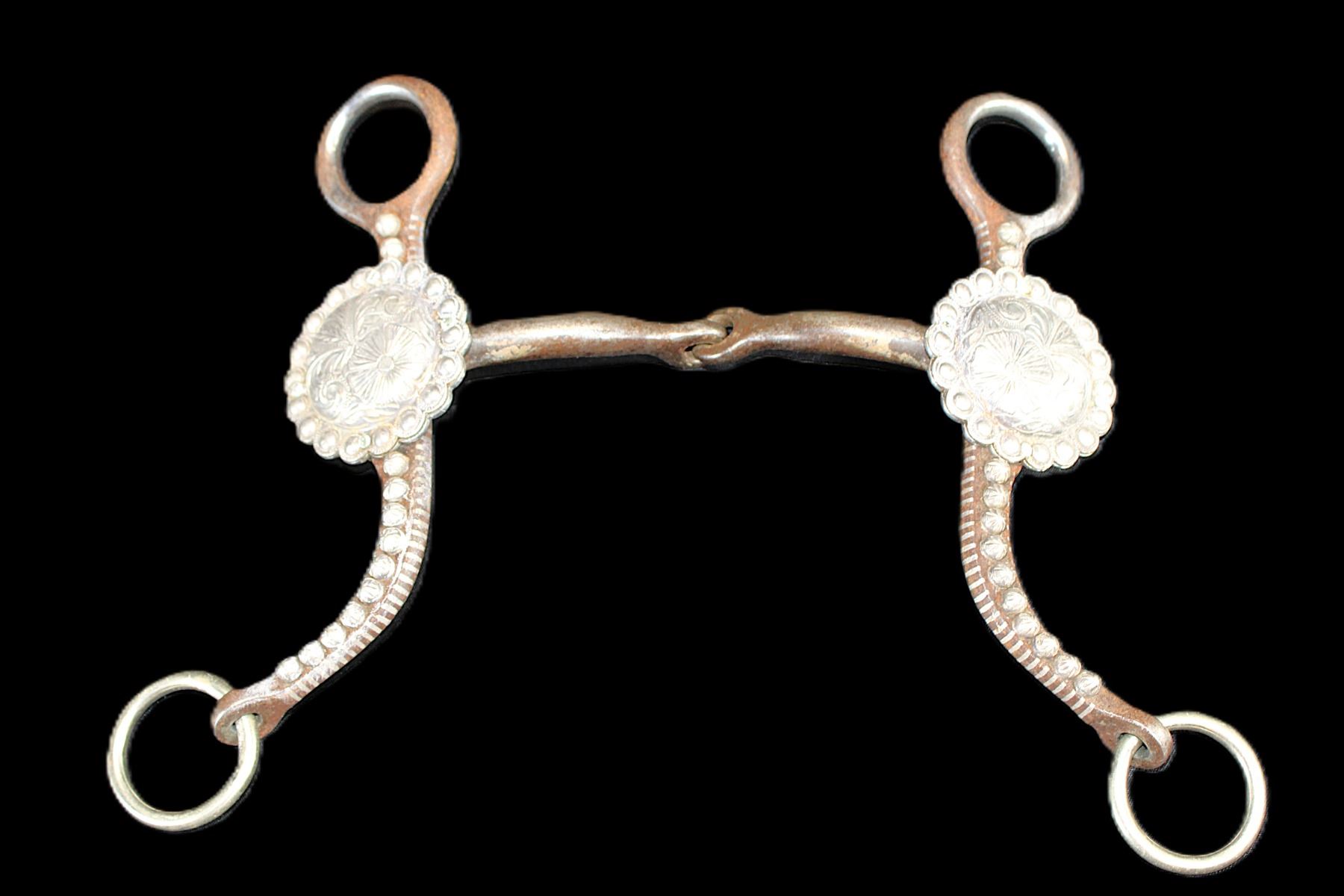 Marked E Garcia Silver Shanked Snaffle Bit- Copper Inlaid Mouth- 2 ...