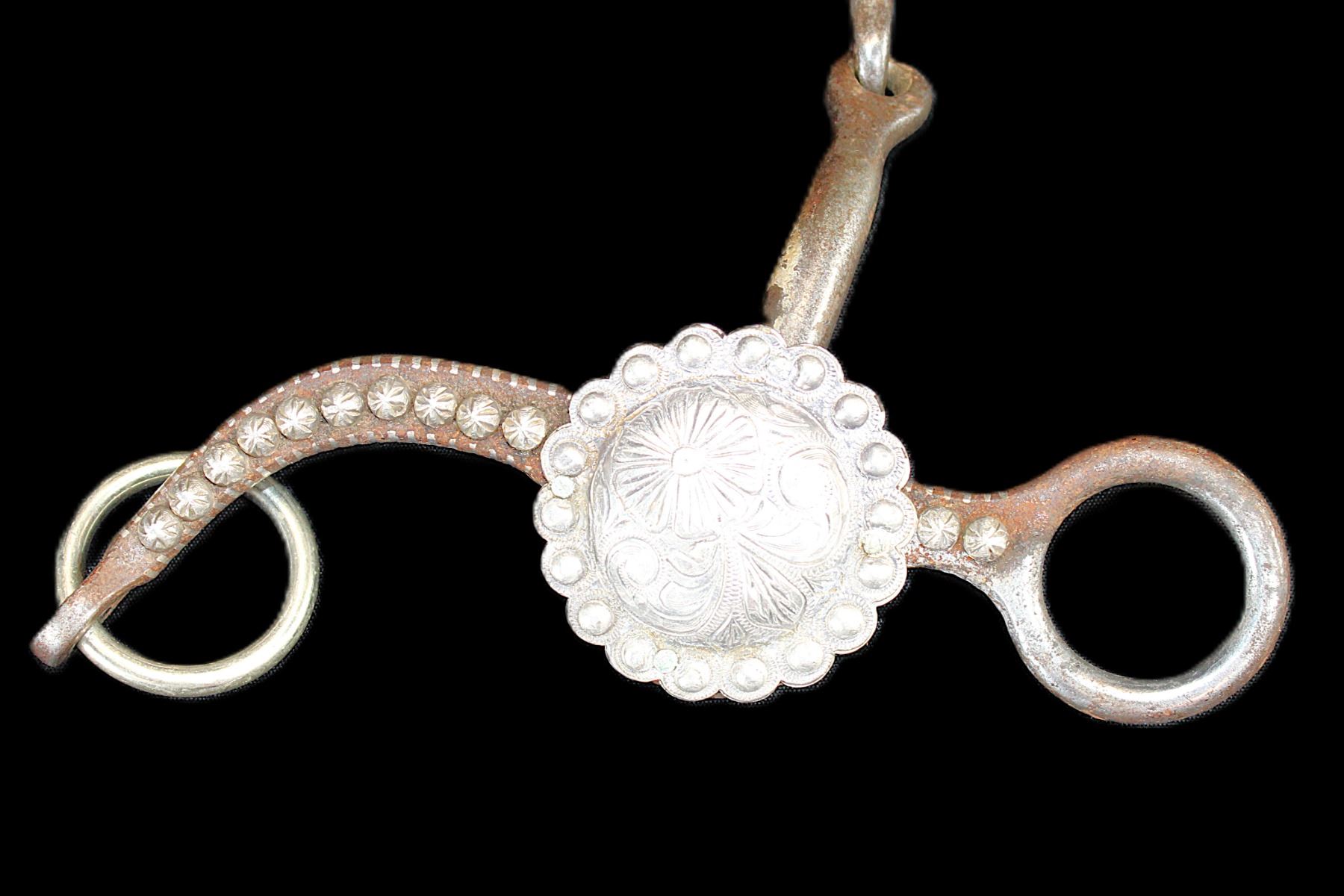 Marked E Garcia Silver Shanked Snaffle Bit- Copper Inlaid Mouth- 2 ...