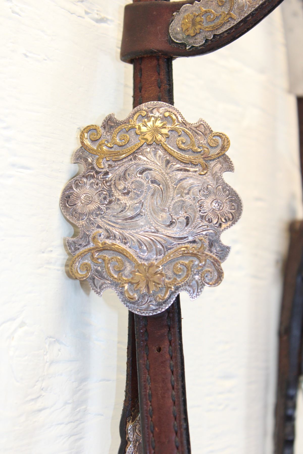 Marked Sterling Overlay One Ear Show Headstall- Hangers- Good Condition