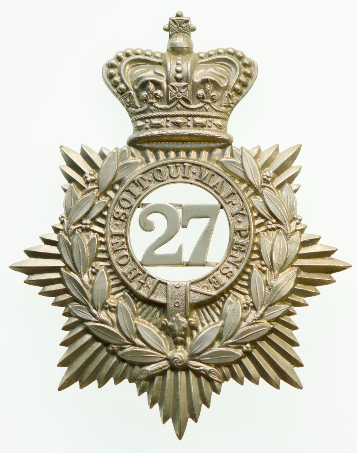 Militaria Insignia; Helmet Plate Badge - 27th Lambton Regiment Gilded ...